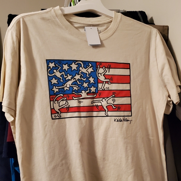 keith haring | Tops | Artist Keith Haring American Flag Artwork Tshirt ...